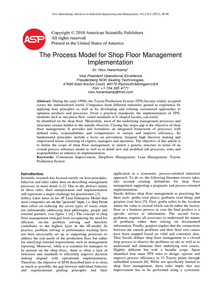 Shoop Floor Management | PDF | Lean Manufacturing | Scientific Method