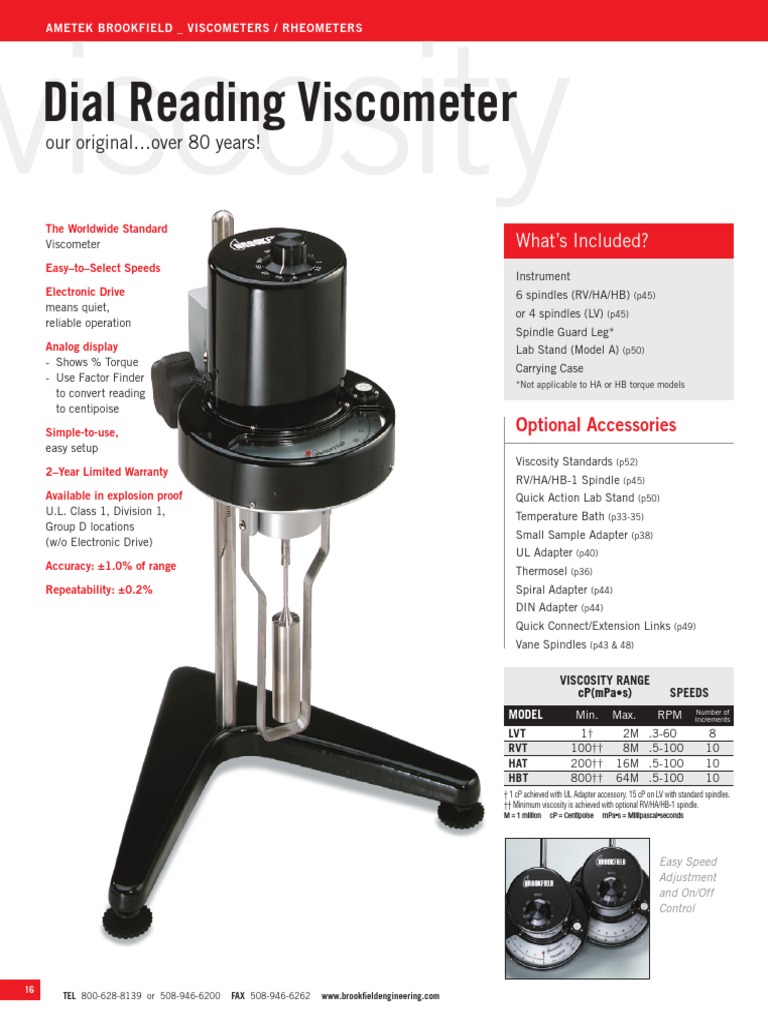 Brookfield Viscometer Overview and Specs | PDF | Manufactured Goods ...