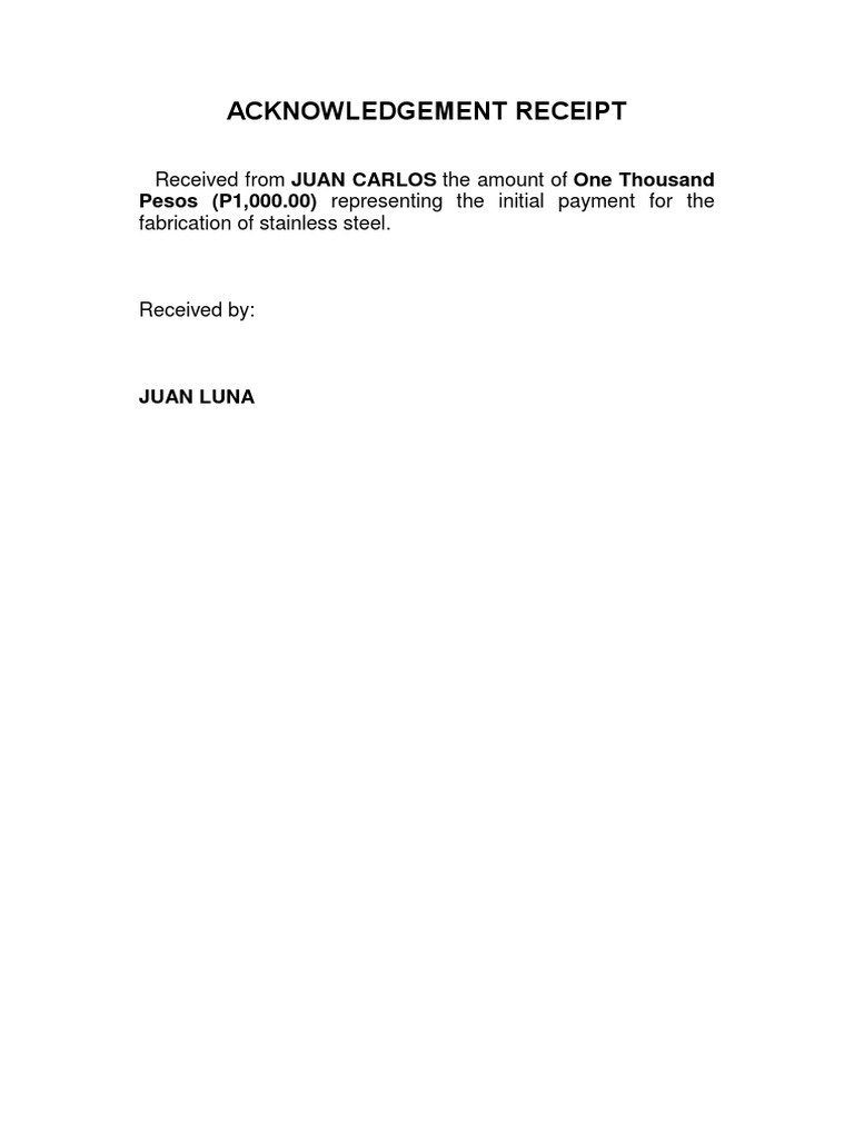 Acknowledgment Receipt for Payment | PDF