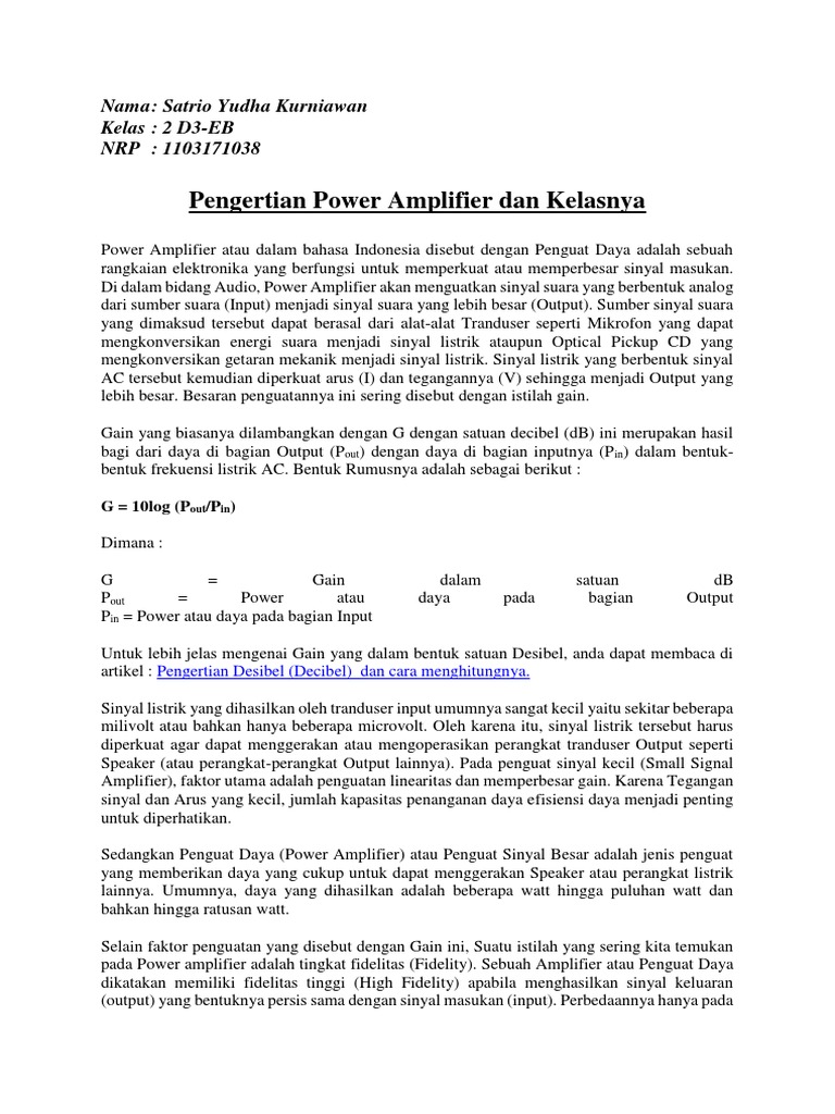 Penguat Amplifier Dan Jenisnya | PDF