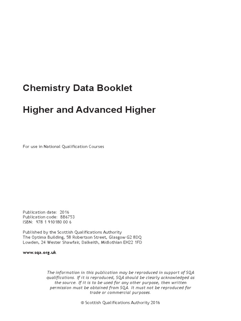 ChemistryDataBooklet NewH AH-Sep2016 | PDF | Chemical Elements | Carbon