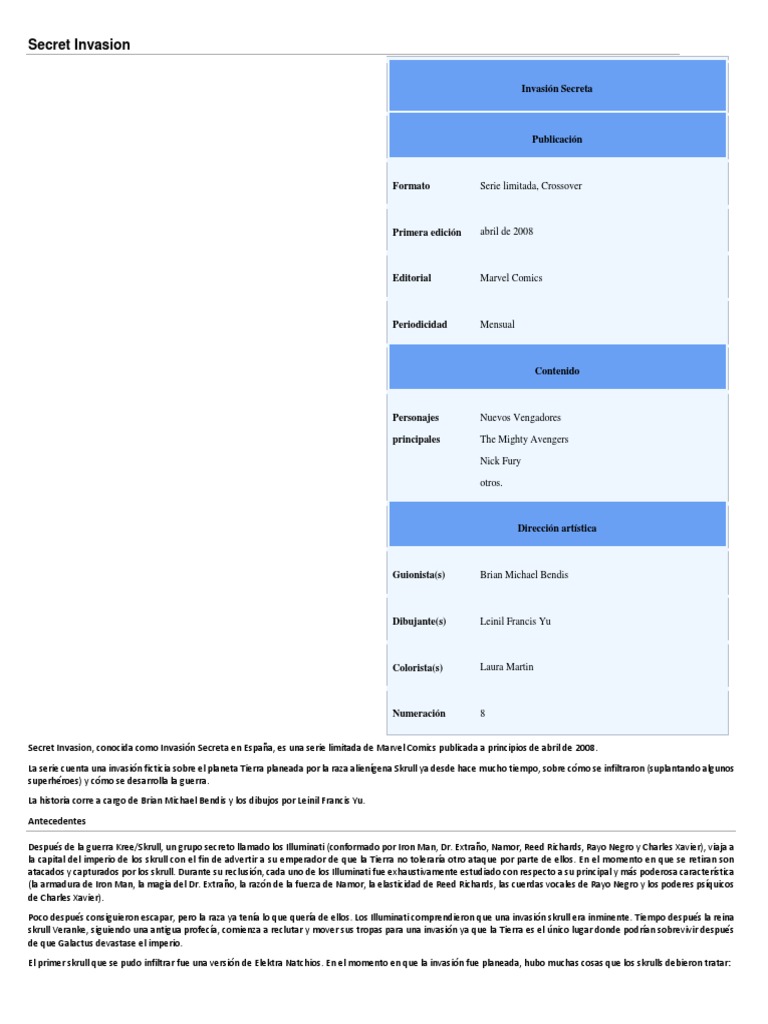 Secret Invasion | PDF | Ficción de superhéroes | Comics Marvel