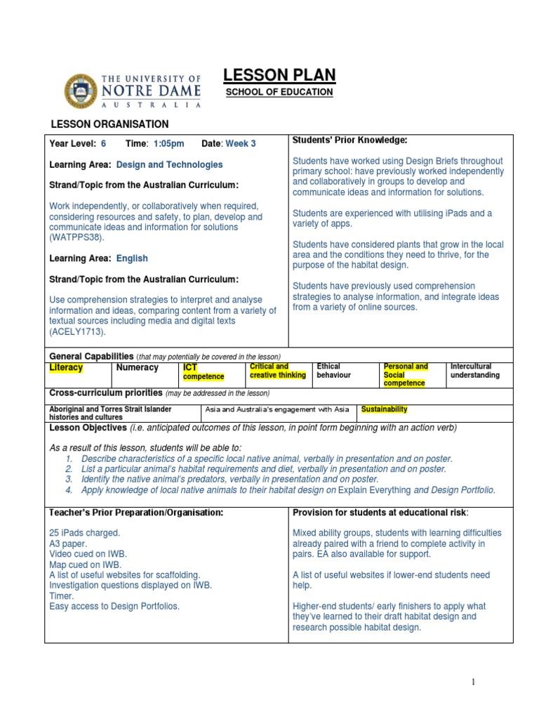 Design Brief Lesson Plan | PDF | Educational Technology | Reading ...