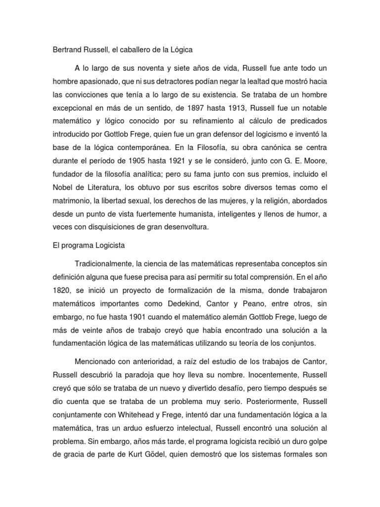 Bertrand Russell | PDF | Bertrand Russell | Gottlob Frege
