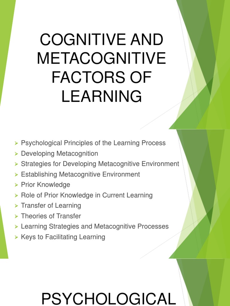 Developing Metacognition: Strategies for Establishing a Metacognitive Learning Environment | PDF ...