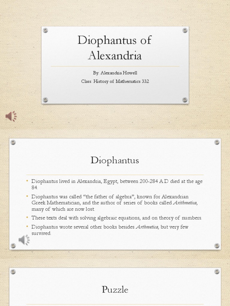Diophantus of Alexandria | PDF | Algebra | Mathematical Objects