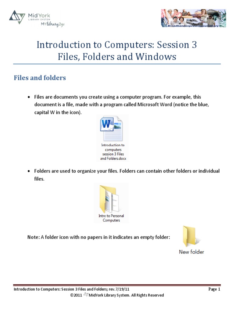 Introduction To Computers Session 3 Files Folders Windows | PDF ...