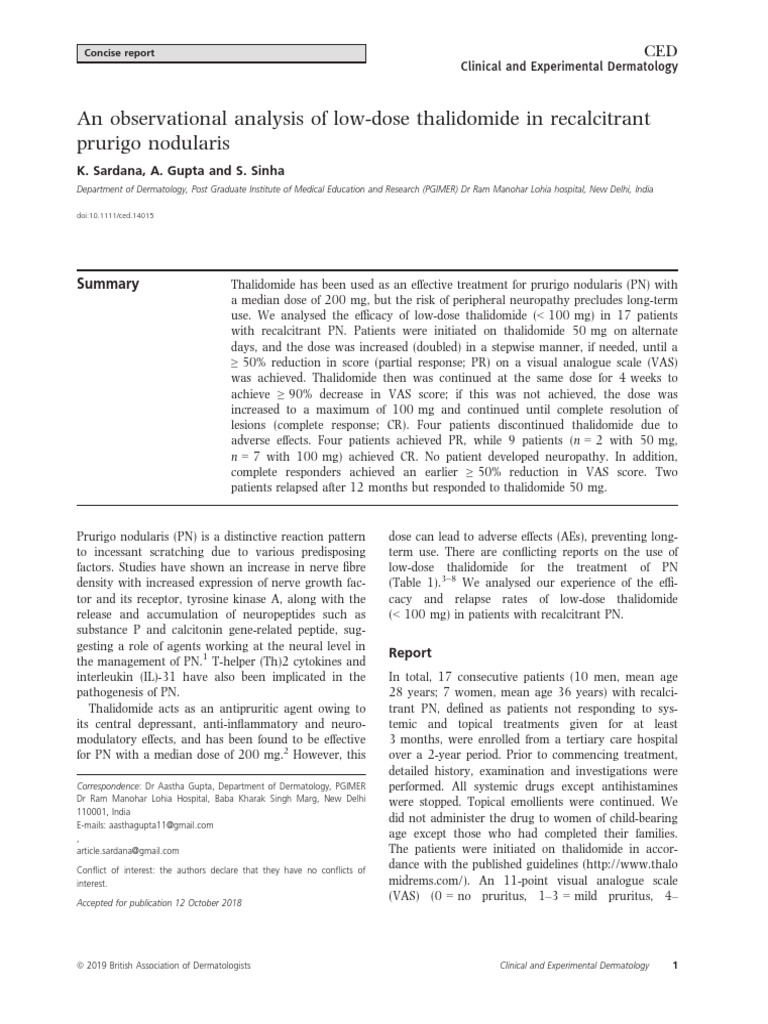 Prurigo Nodularis | PDF | Dose (Biochemistry) | Chemistry