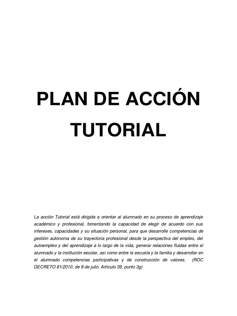 Plan de Acción Tutorial | PDF | Aprendizaje | Evaluación