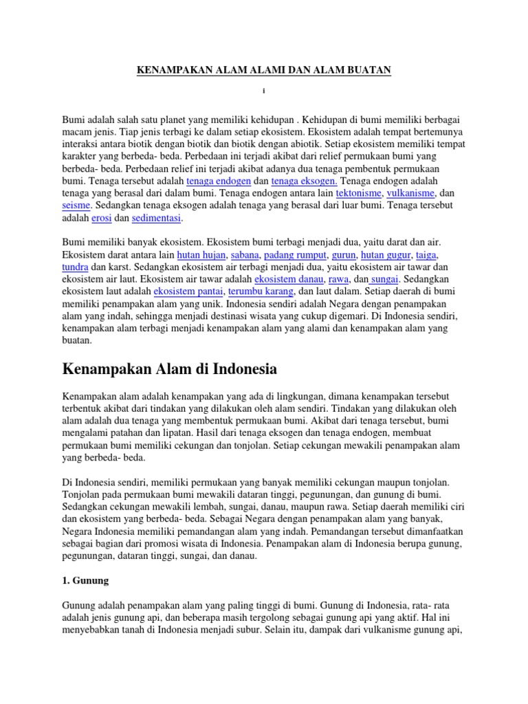 Kenampakan Alam Alami Dan Alam Buatan | PDF