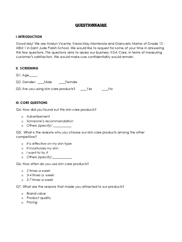 Questionnaire: Advertisement Someone's Recommendation Others (Specify ...