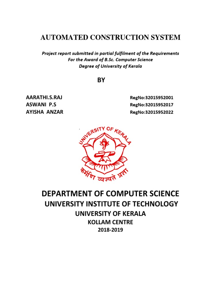 Department of Computer Science: Automated Construction System | PDF ...