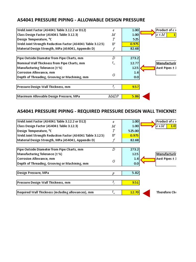 As4041 Pressure Piping - Allowable Design Pressure: E M T W F D Exm | Download Free PDF | Pipe ...