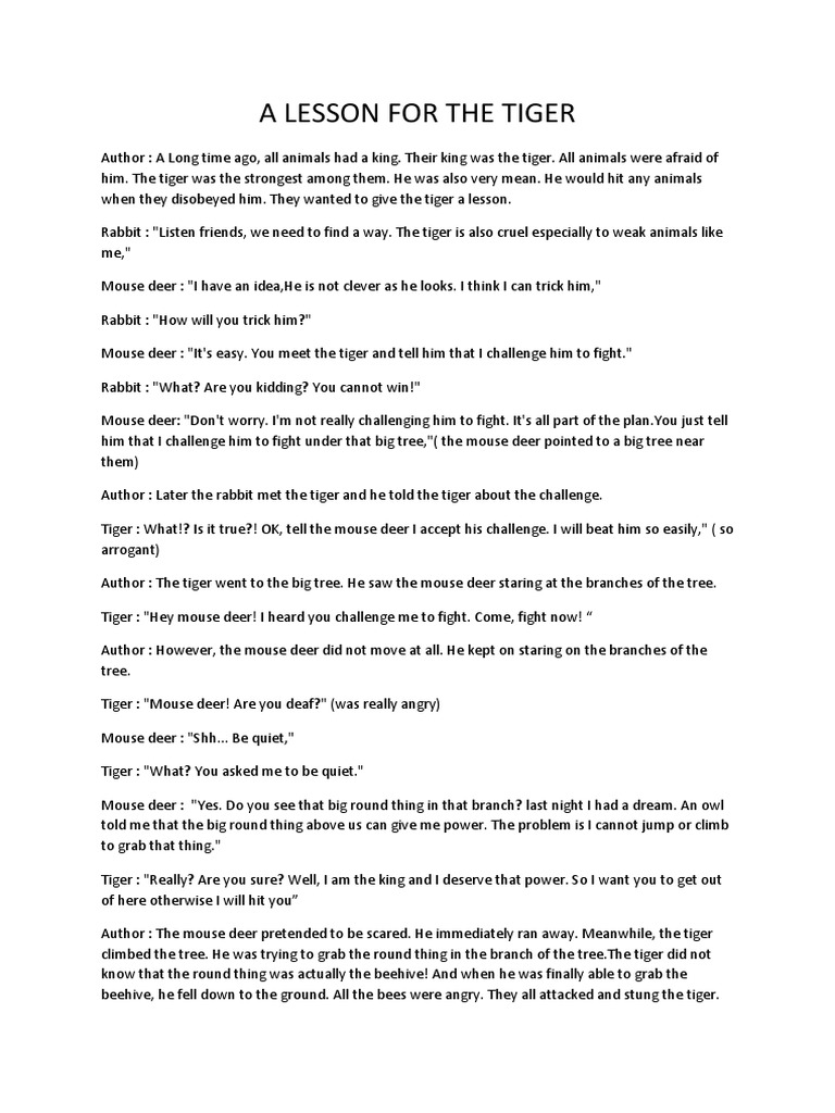 A Lesson For The Tiger | PDF