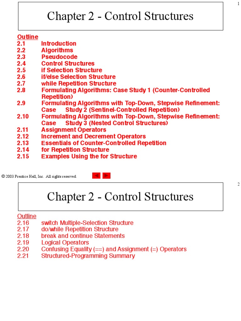 Chapter 2 - Control Structures: 2003 Prentice Hall, Inc. All Rights ...