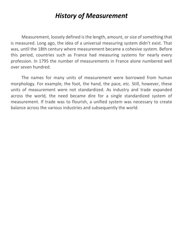 History of Measurement | PDF | International System Of Units | Measurement