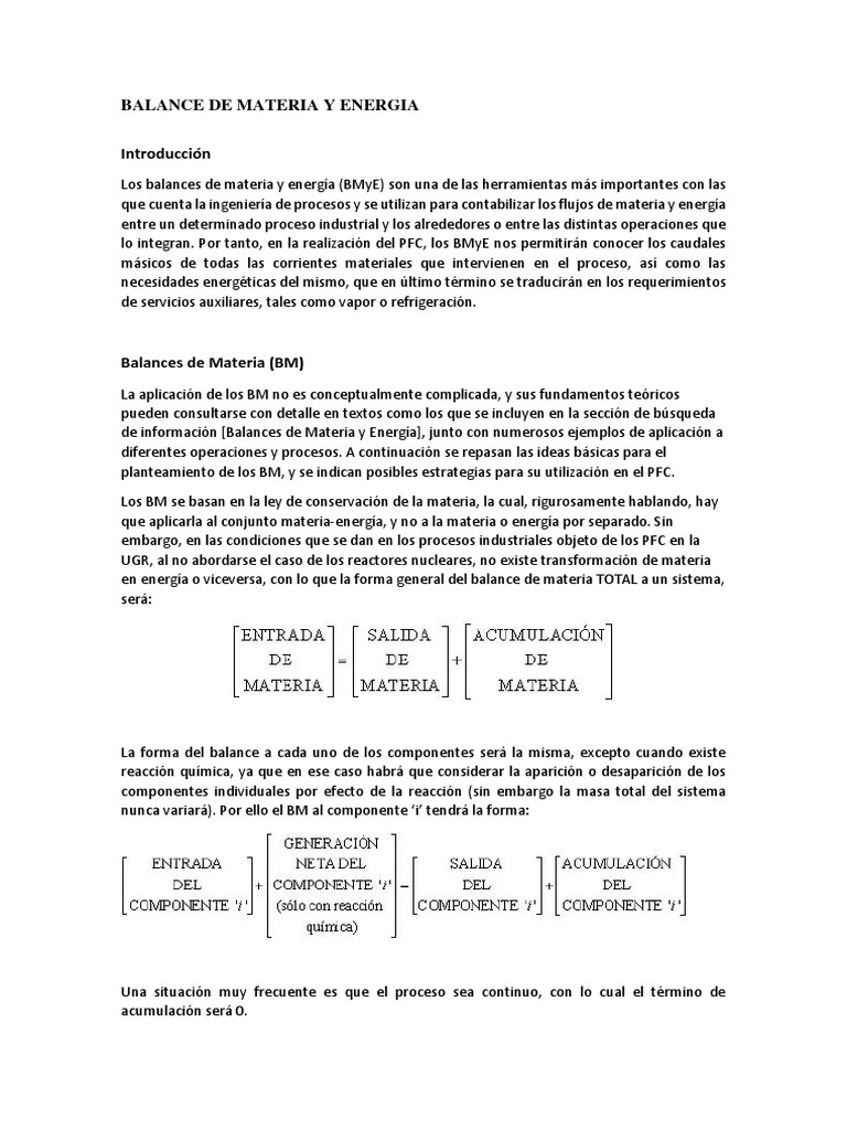 Balance de Materia y Energia | PDF | Naturaleza | Química