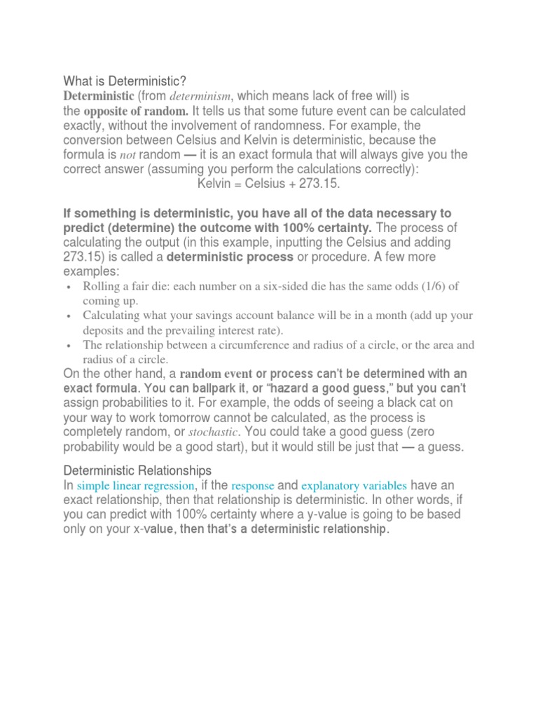 What Is Deterministic | PDF | Teaching Methods & Materials
