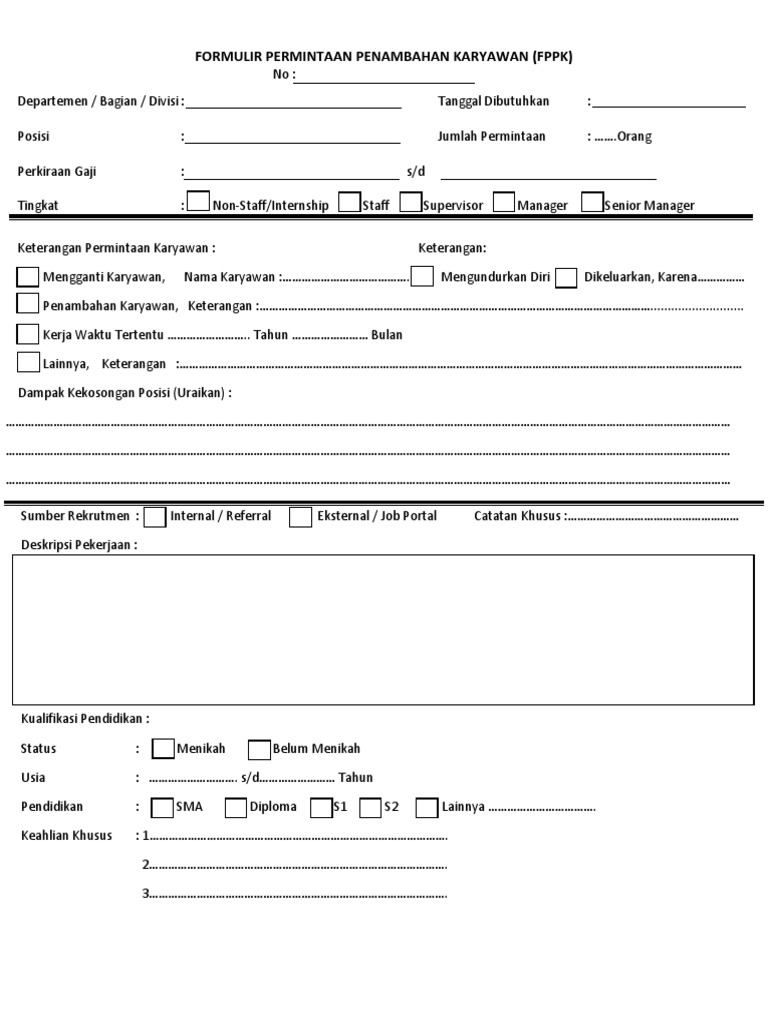 FORM Pengajuan Karyawan | PDF