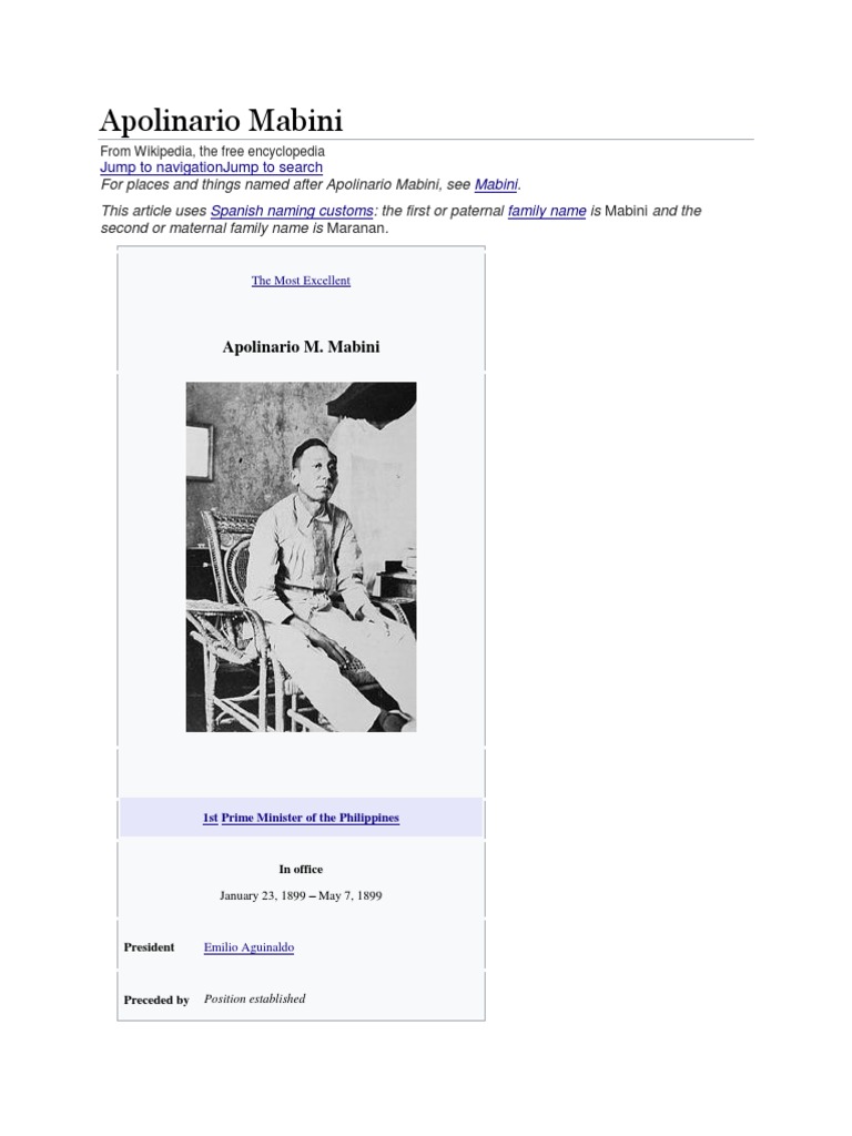 Apolinario Mabini | PDF | Philippines | Southeast Asia