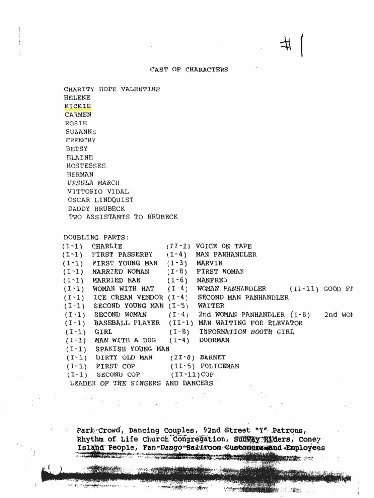 Sweet Charity Script | PDF