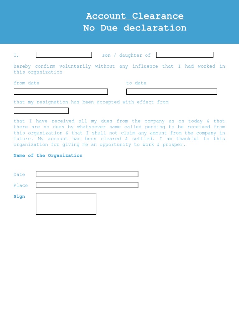 7 Account Clearance - No Due Declaration by Employee - RK Group PDF | PDF