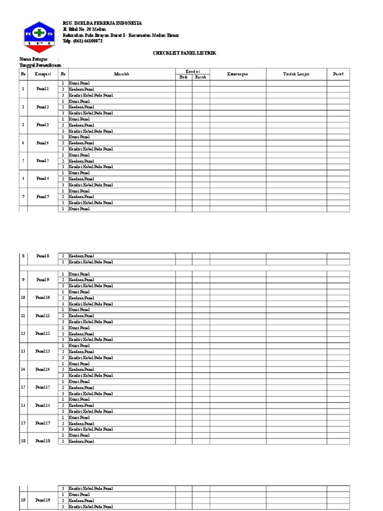 Form Monitoring Panel Listrik | PDF