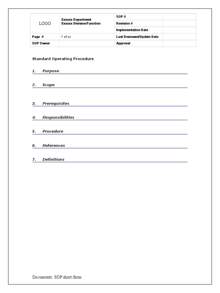 Standard Operating Procedure Template | PDF