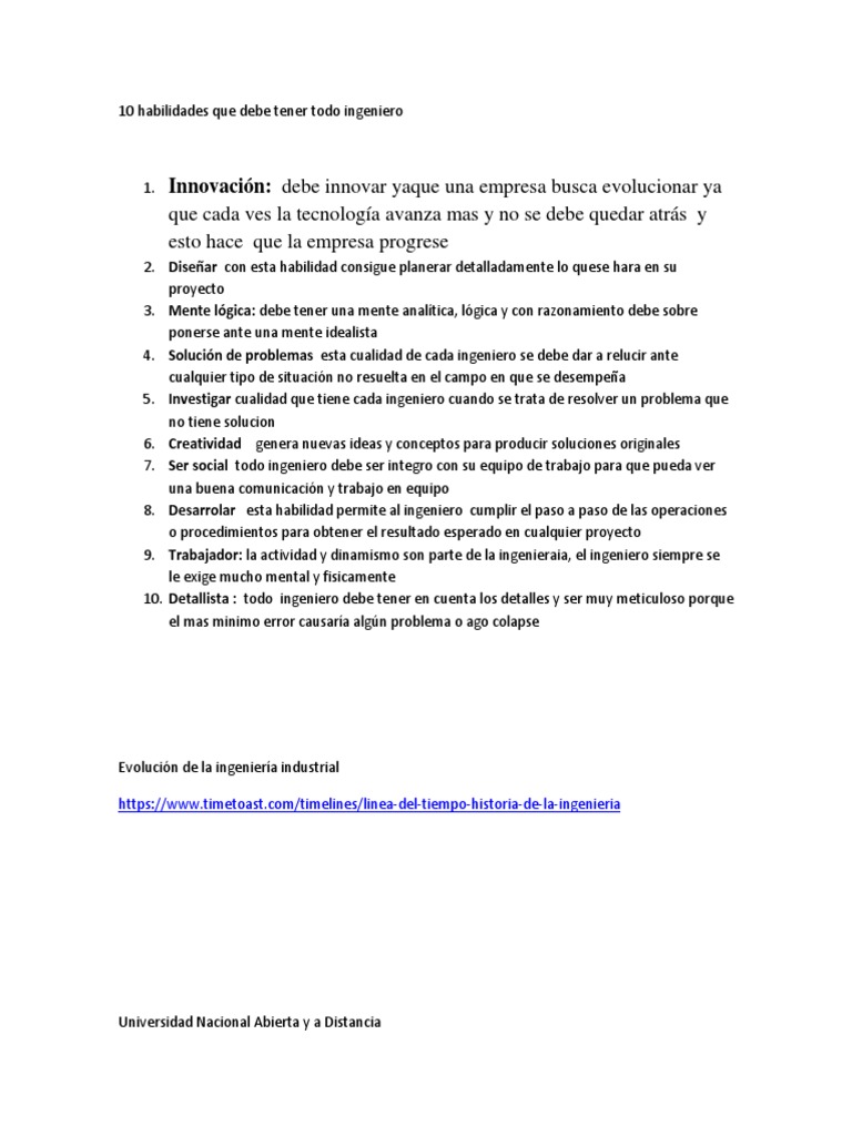 10 Habilidades Que Debe Tener Todo Ingeniero | PDF | Ingeniería ...