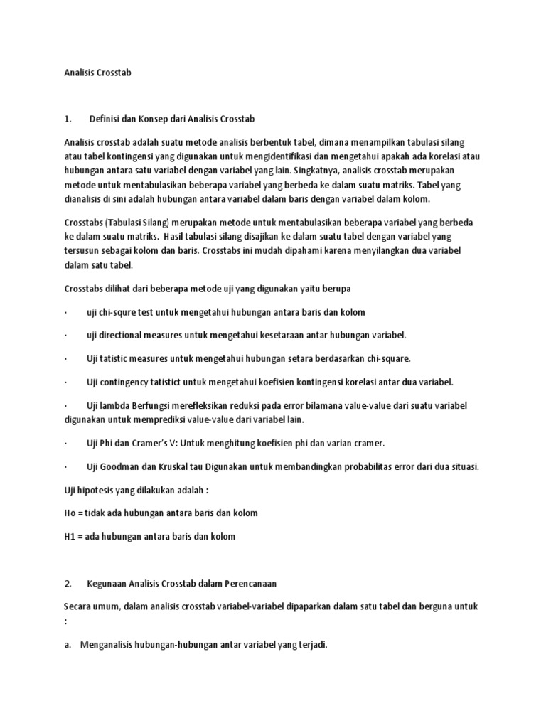Analisis Crosstab | PDF