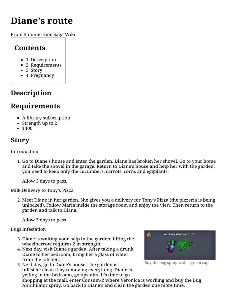 Diane's Route - Summertime Saga Wiki | PDF