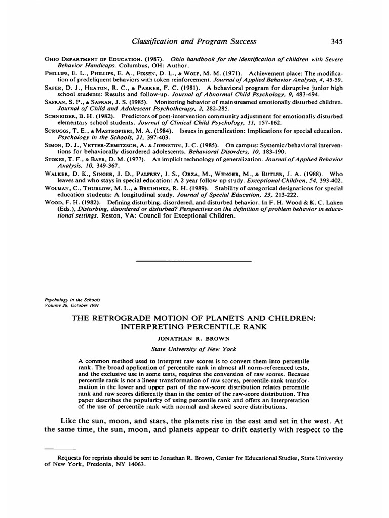 The Retrograde Motion of Planets and Children: Interpreting Percentile ...