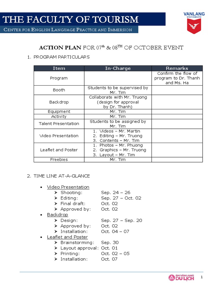 Action Plan for October Event Setup | PDF | Home & Garden | Art