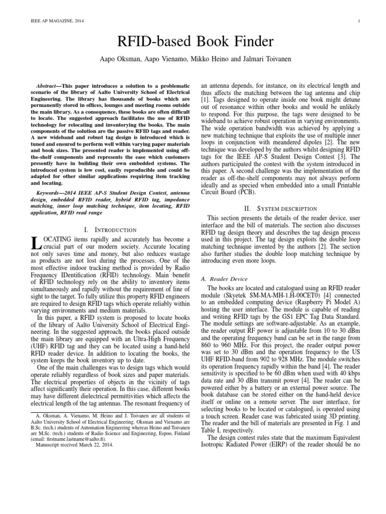 RFID-Based Book Finder: A Solution for Locating Books Outside the Main ...