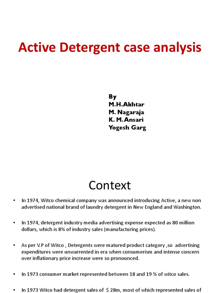 Witco's Active Detergent Strategy Analysis | PDF | Promotion (Marketing ...