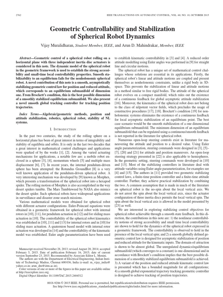 Geometric Controlla Ot Dynamics | PDF | Stability Theory | Space