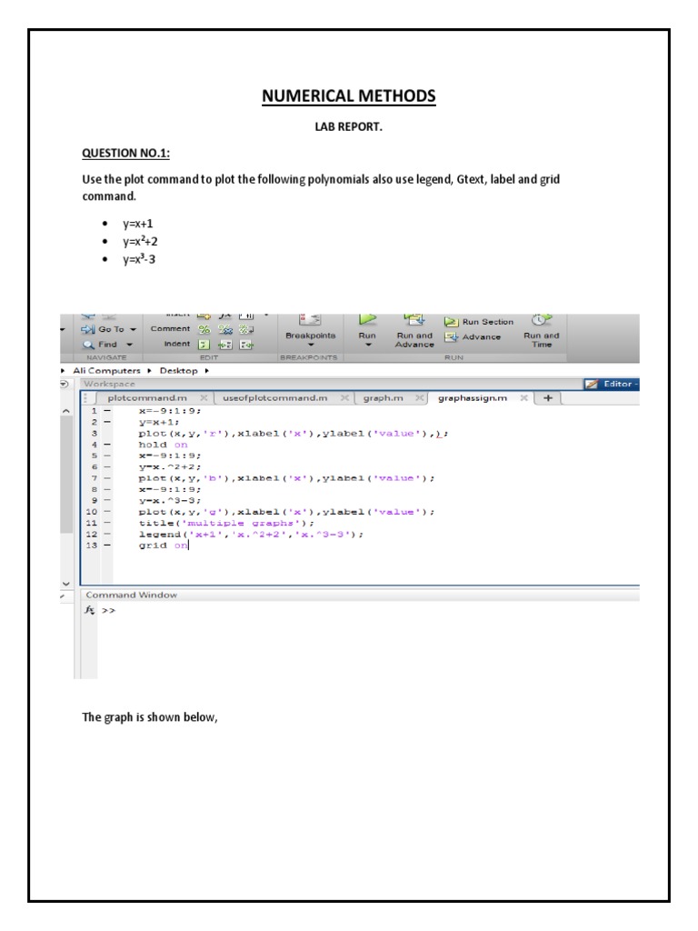 Numerical Methods: Lab Report. Question No.1 | PDF
