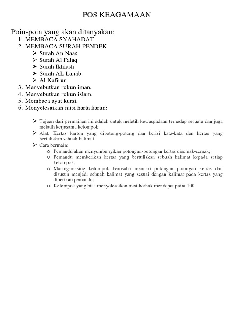 Pos Keagamaan Poin-Poin Yang Akan Ditanyakan | PDF | Perjalanan