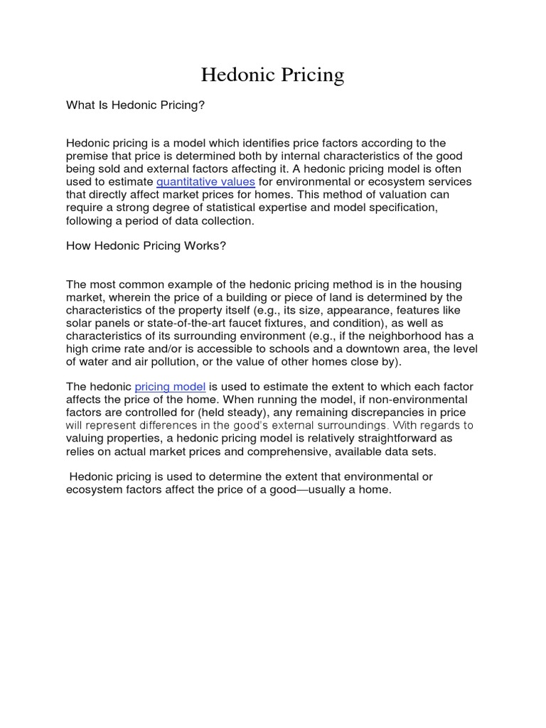 Hedonic Pricing | PDF | Pricing | Microeconomics