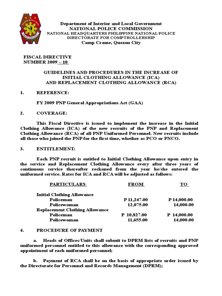 Fiscal Directives 2009 | PDF | Government | Law Enforcement