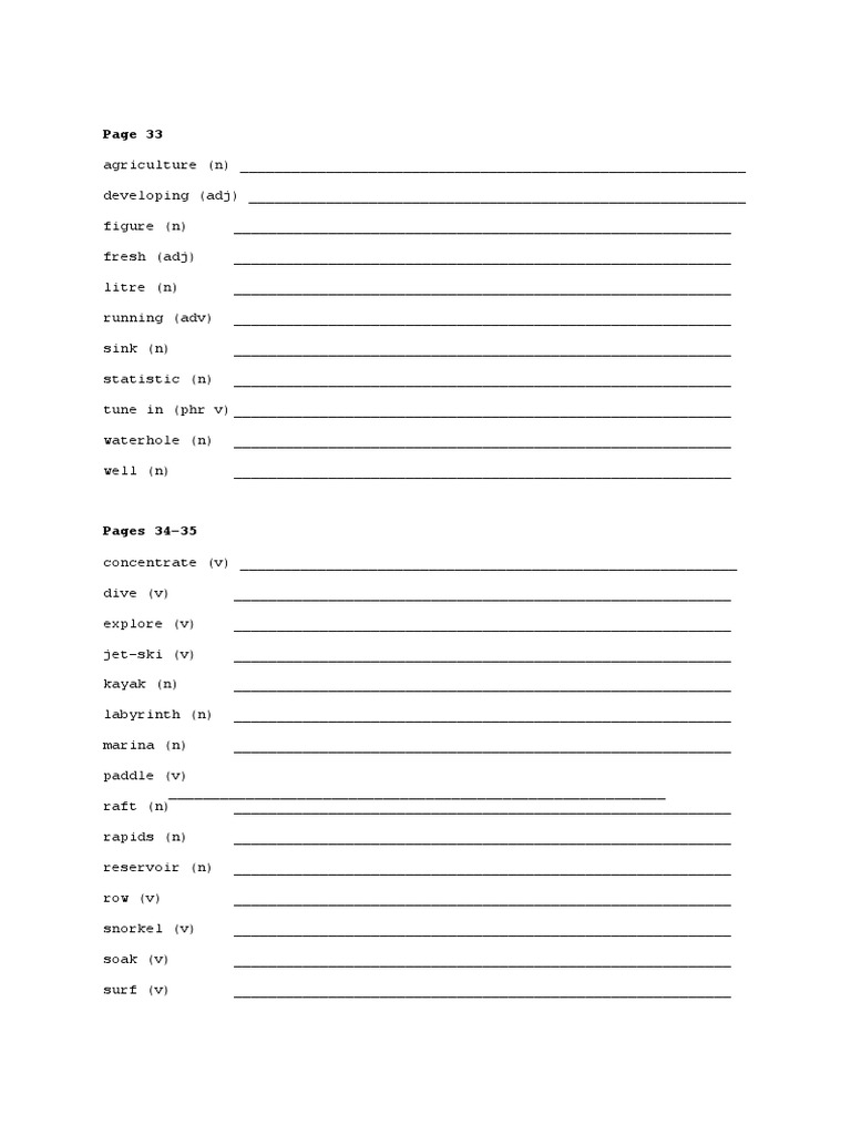 Life Intermediate Unit 3 Words | PDF | Water Sports | Watercraft