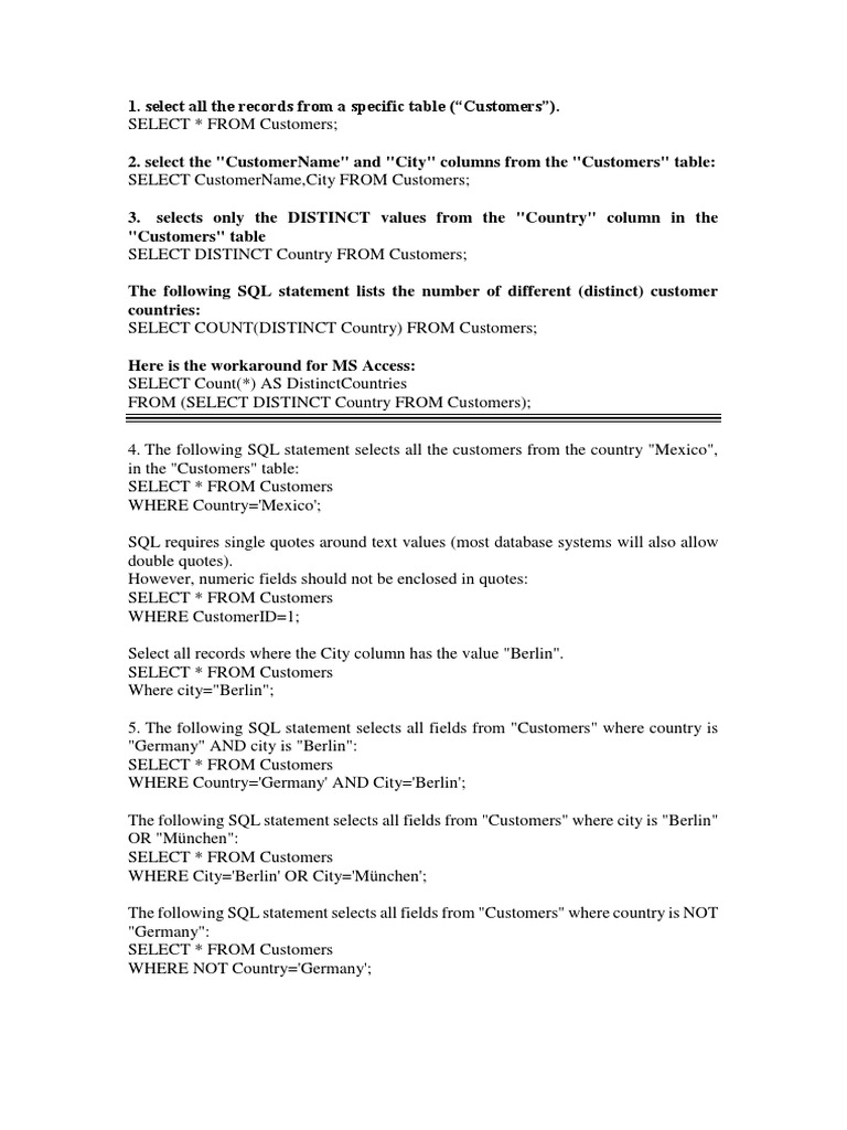 SQL Examples | PDF | Sql | Data Management Software