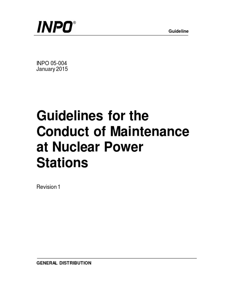 Guidelines For The Conduct of Maintenance of Nuclear Power Station ...