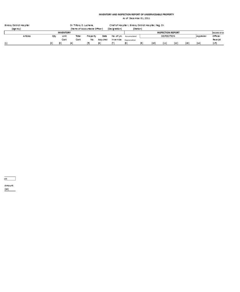 Unserviceable Items-Report | PDF