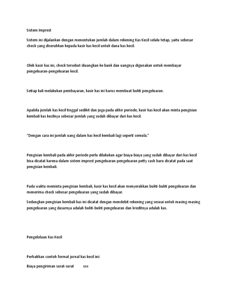 Sistem Imprest | PDF | Bisnis | Hukum