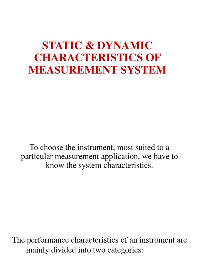 Static & Dynamic Characteristics of Measurement System | PDF | Accuracy And Precision | Sensor