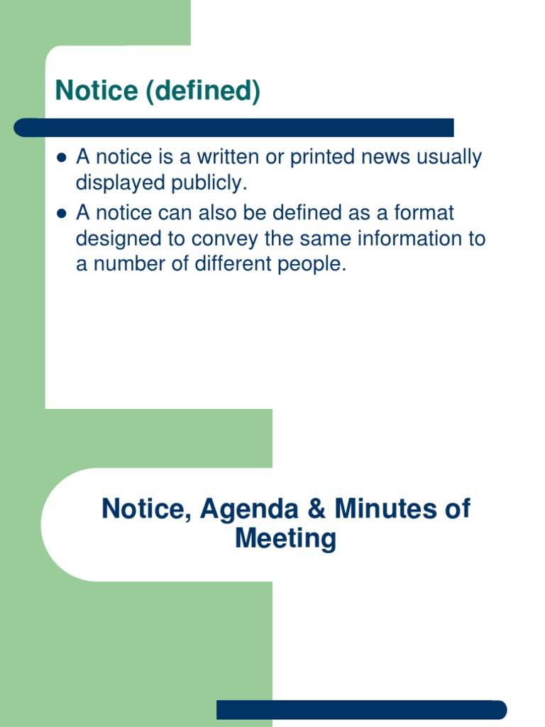 Notice (Defined) | PDF | Agenda (Meeting)