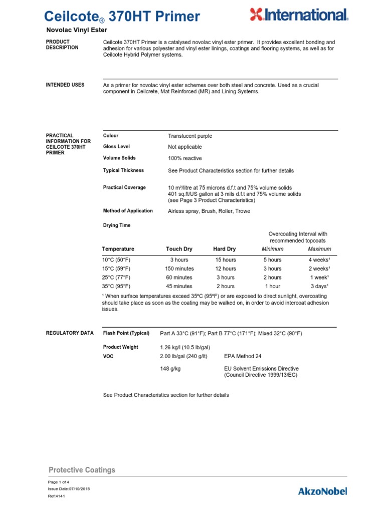 Ceilcote® 370HT Primer | PDF | Paint | Ventilation (Architecture)