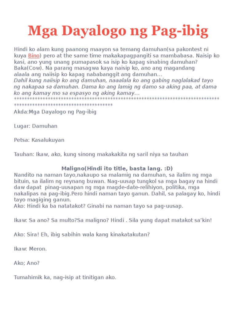 Mga Dayalogo NG | PDF