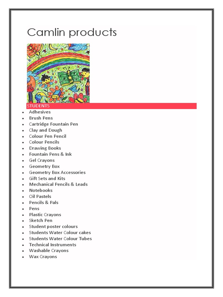 Camlin Products: Students | PDF